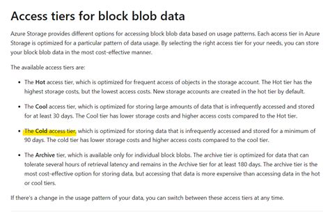 Explore Azure Blob Storage Is Not Updated With Cold Access Tier Microsoft Qanda