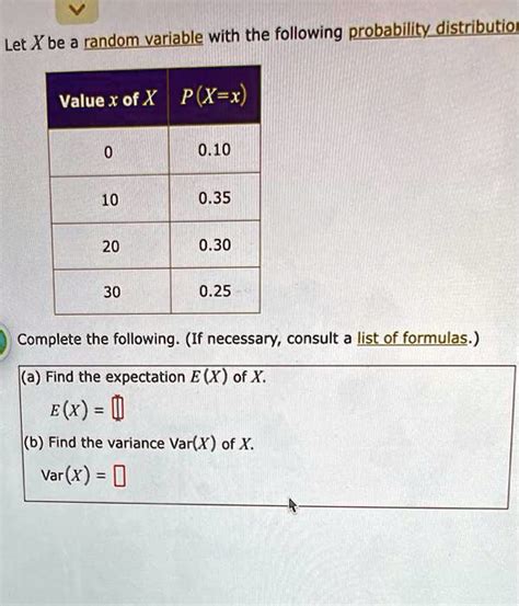 SOLVED Let X Be A Random Variable With The Following Probability