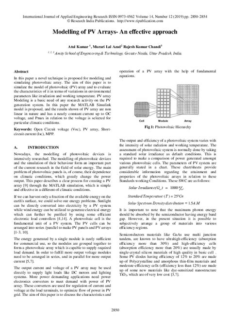 Pdf Modelling Of Pv Arrays An Effective Approach