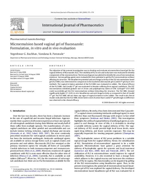 Pdf Microemulsion Based Vaginal Gel Of Fluconazole Formulation In
