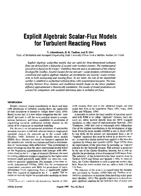 Pdf Explicit Algebraic Scalar Flux Models For Turbulent Reacting Flows