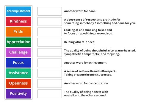 Classroom Values Warm Up Review Match Up