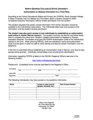 Ferpa Ngcsu Open Disclosure Form Sacs Ung Fill And Sign Printable