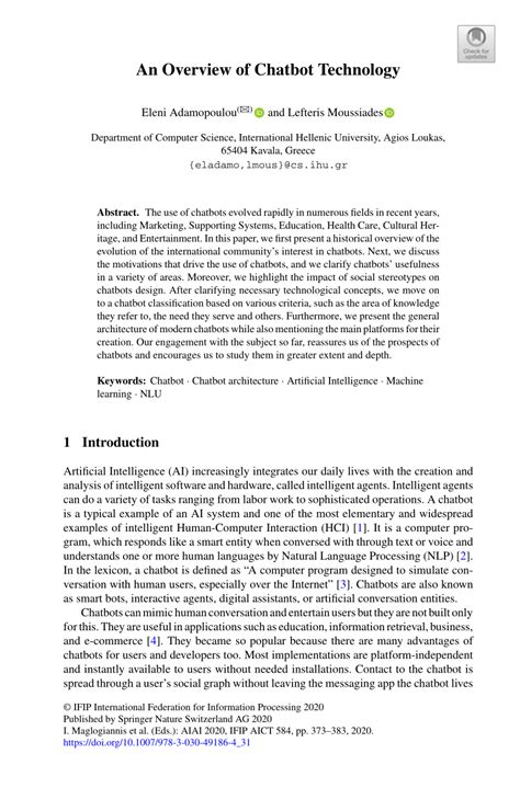 Pdf An Overview Of Chatbot Technology