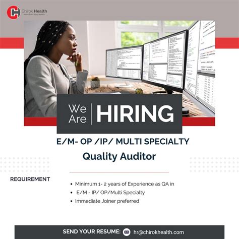 Hiring Em Quality Auditors At Chirokhealth At Chirokhealth We Are