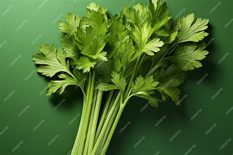 Premium Photo A Corriander Leaves With Green Background
