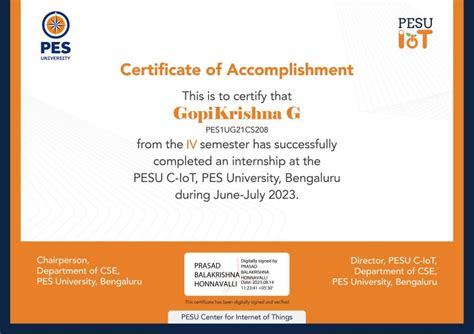 Hi Everyone 👋 Im Thrilled 🤗 To Share My Certificate Of Accomplishment As An Intern At Pesu C