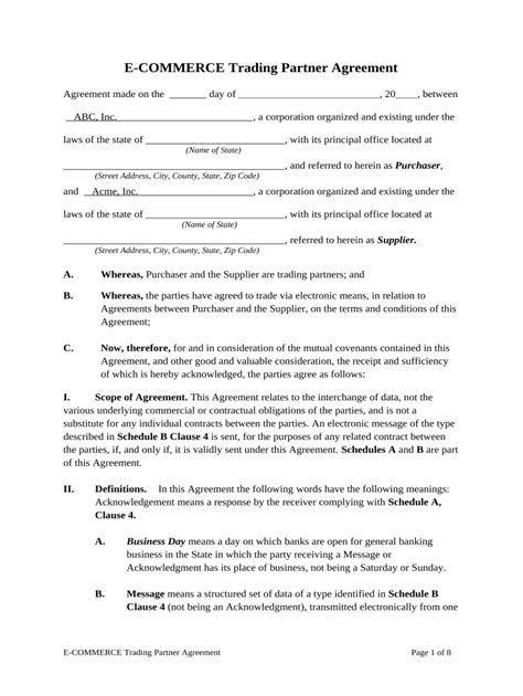 E Commerce Contract Template