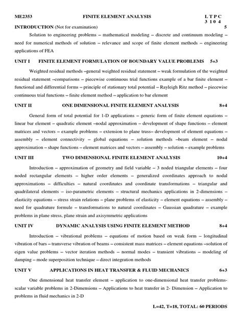 Me2353 Finite Element Analysis L T P C Pdf Finite Element Method Physics Me2353 Finite Element Analysis L T P C Pdf Finite Element Method Physics