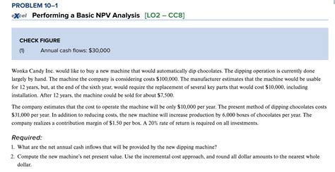 Solved Excel Performing A Basic Npv Analysis [lo2 Cc8]