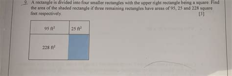 Solved 2 A Rectangle Is Divided Into Four Smaller Rectangles With The