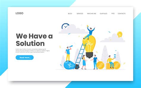 비즈니스 인터넷 방문 페이지 개념 템플릿입니다 팀워크 컨셉 사람들 캐릭터와 함께 작업 큰 전구 와 돈 통화 플랫 스타일 벡터