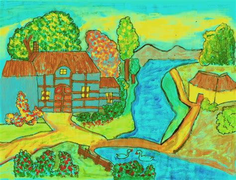 Пейзаж с къща Конкурс Детска Рисунка май 2018 Галерия Студио Арти