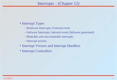 Ppt Acoe2551 Interrupts Chapter 12 Interrupt Types Hardware