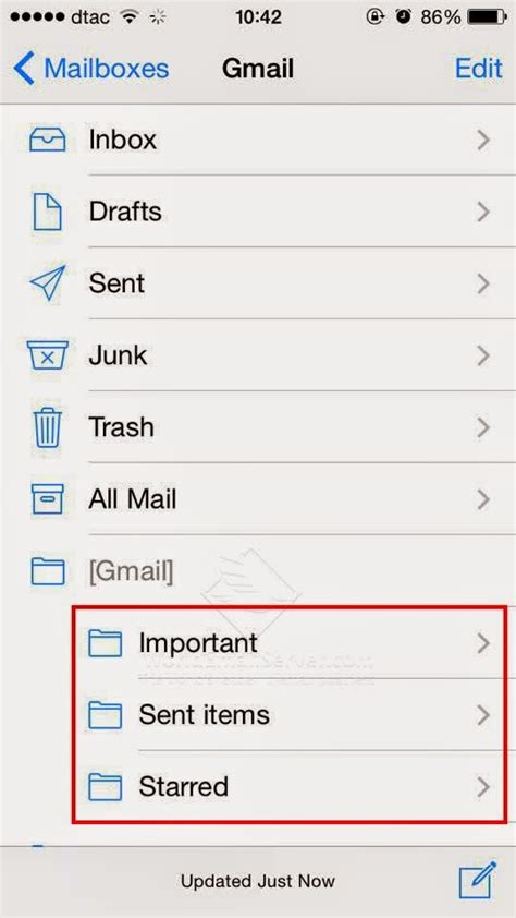 Technology Land Co Ltd iOS วธด Sub Folder ยอยตางๆ ของอเมล ทอยบน iPhone iPad