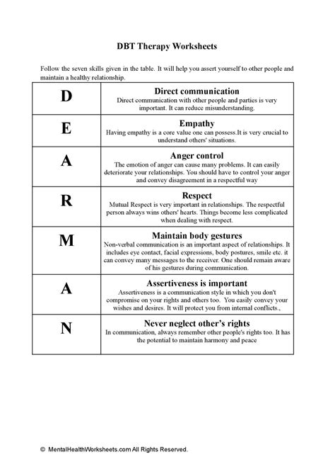 Dbt Therapy Worksheets Mental Health Worksheets Dbt Worksheets