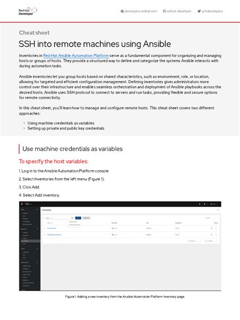 Cheat Sheet Ssh Into Remote Machines Using Ansible Pdf Computer Science Software