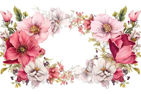 꽃 프레임 카드 템플릿 색 배경에 금색 그라디언트 터 디자인 일러스트레이션 프리미엄 Ai 생성 벡터