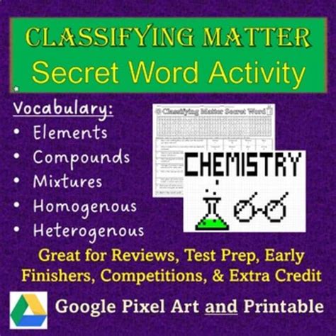 Classifying Matter Secret Word Activity By Christys Teacher Nook