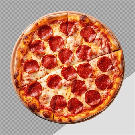 Пицца Pepperoni изолированная на прозрачном фоне Png Премиум Psd Файл