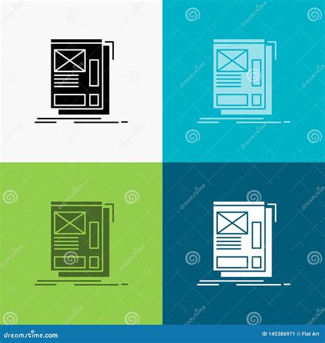 Wire Framing Web Layout Development Icon Over Various Background Glyph Style Design