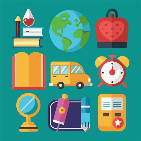 Iconos De Regreso A La Escuela Ilustraciones Educativas Lindas Y