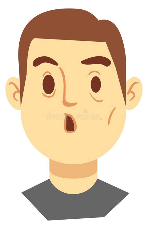Amazed Man Face Cartoon Character Emotion Expression Stock Vector