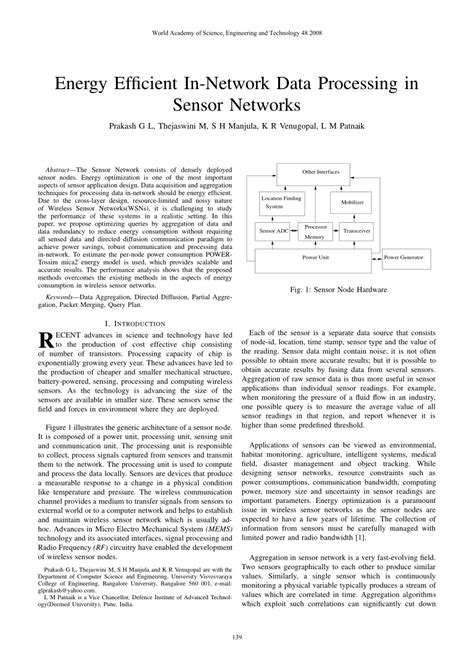 Pdf Energy Efficient Data Processing In Sensor Networks