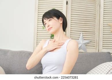 Asian Woman Massage Chest Home Stock Photo Shutterstock