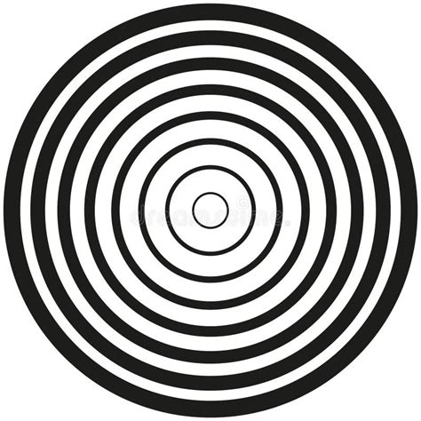 Concentric Circles Icon Expanding Radial Lines Black And White Vector