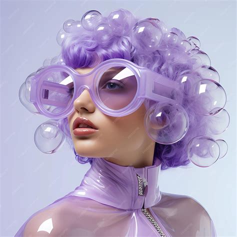 Premium Ai Image Girl With Purple Hair In Glasses On A Purple Background