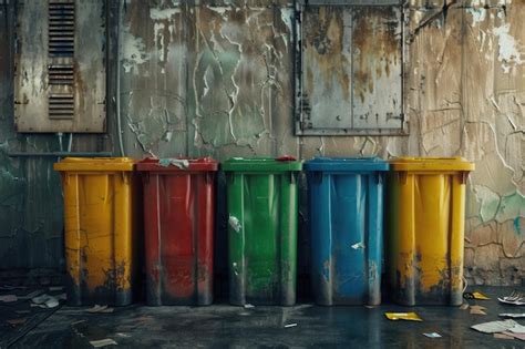 Waste Classification For Recycling Using Color Coded Bins Premium AI Generated Image