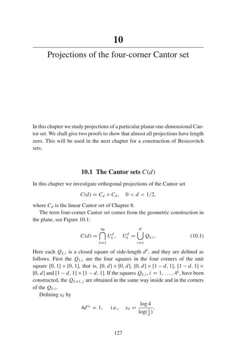 Projections Of The Four Corner Cantor Set Chapter 10 Fourier