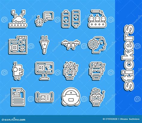 Set Line Robot Low Battery Charge Humanoid Robot Battery Electric