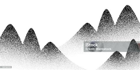 도트 워크 산 나무 배경 검은 소음 스티플 점 언덕 점선 포리스트 벡터 0명에 대한 스톡 벡터 아트 및 기타 이미지 0명 거친 필름 효과 나무 Istock