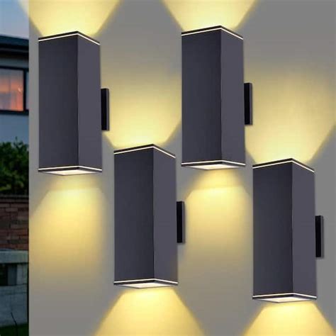 Gmgsrom 14 In 2 Light Outdoor Wall Light Fixtures Black Rectangular