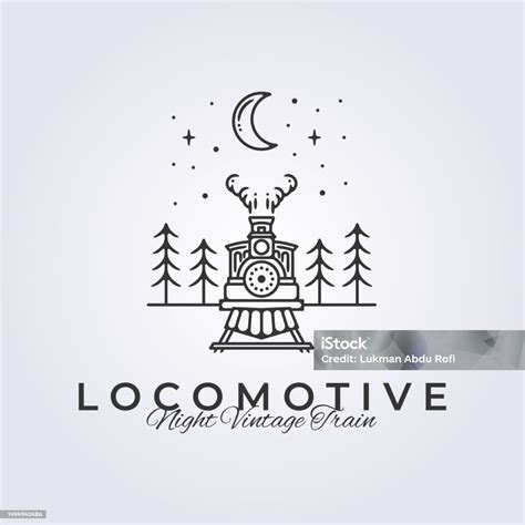 밤 오래된 기차 벡터 빈티지 기관차 로고 일러스트레이션 디자인 교통수단에 대한 스톡 벡터 아트 및 기타 이미지 교통수단