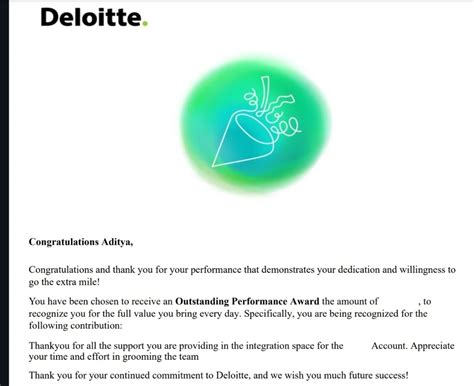 Aditya Meshram On Linkedin Deloitte Outstandingperformance