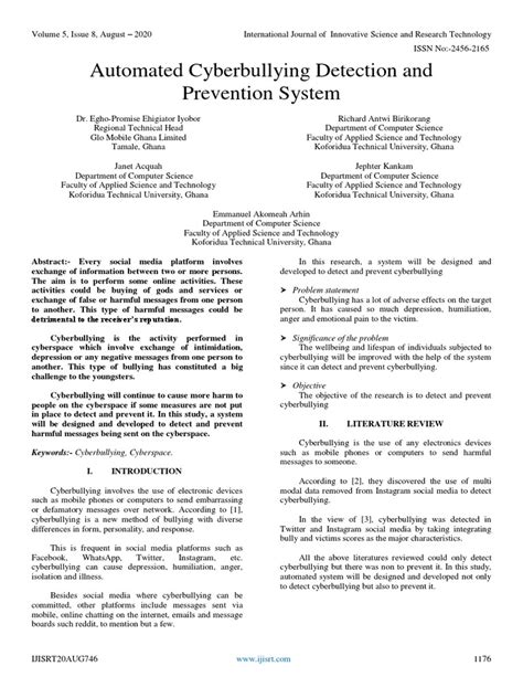 Automated Cyberbullying Detection And Prevention System Pdf