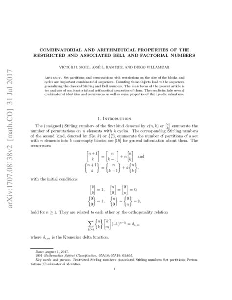 Pdf Combinatorial And Arithmetical Properties Of The Restricted And Associated Bell And