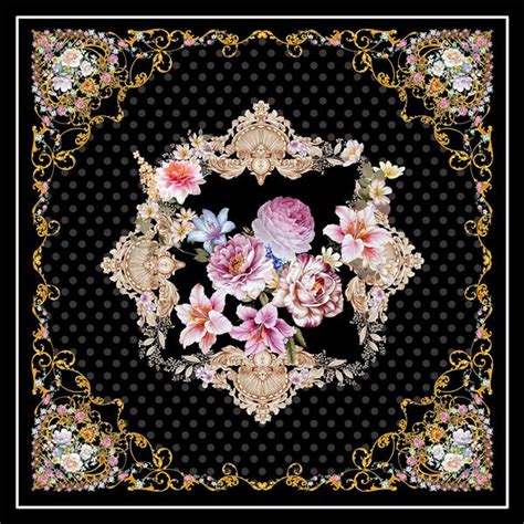 طرح روسری لاکچری براک طلایی زمینه مشکی و طوسی آماده چاپ عکس با کیفیت و وکتور لایه باز پارس استاک