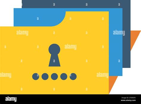 File Folder Password Color Icon Data Security Isolated On White