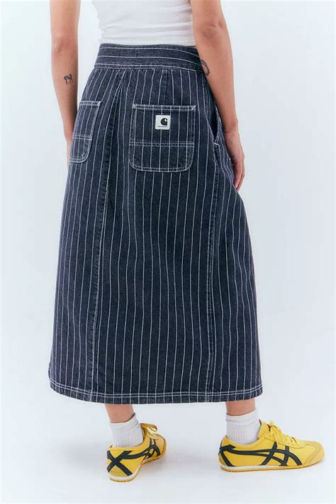Carhartt Wip Striped Denim Orlean Midi Skirt Urban Outfitters Uk
