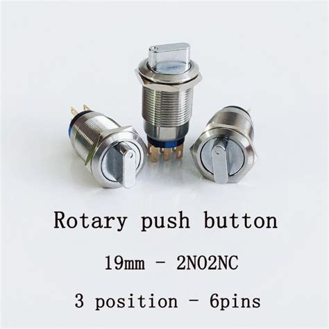 19mm Metal Rotary Push Button Brass 3 Position Latching Selector Rotary