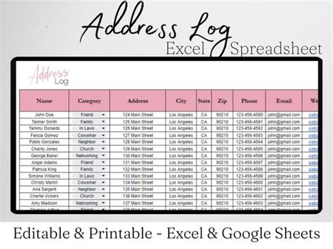 Excel Address Template