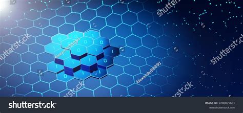 Binary Code On Hexagons Abstract Background Stock Illustration