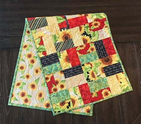 Sunflower Patchwork Table Runner Floral Patchwork Table Runner Yellow