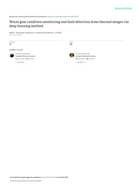 Worm Gear Condition Monitoring And Fault Detection Pdf