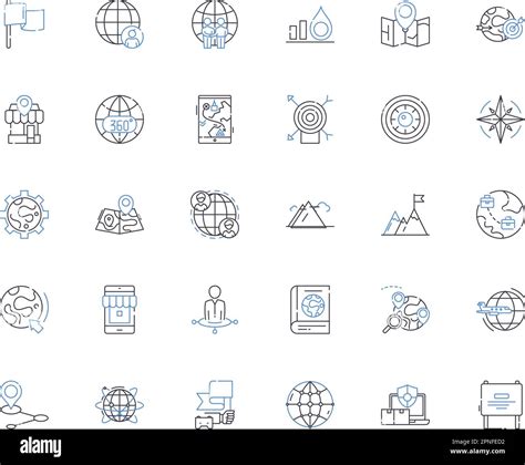 Geolocation Line Icons Collection Tracking Mapping Location Gps Navigation Positioning