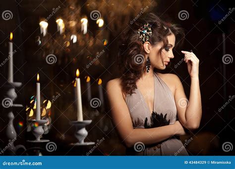 Luxury Young Woman In Expensive Interior Girl With Flawless Makeup And